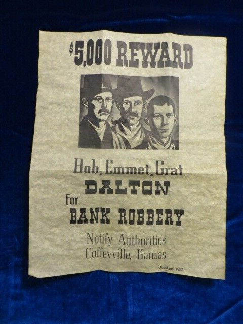 Reproduction $5000 Reward Poster Dalton Brothers New! | eBay
