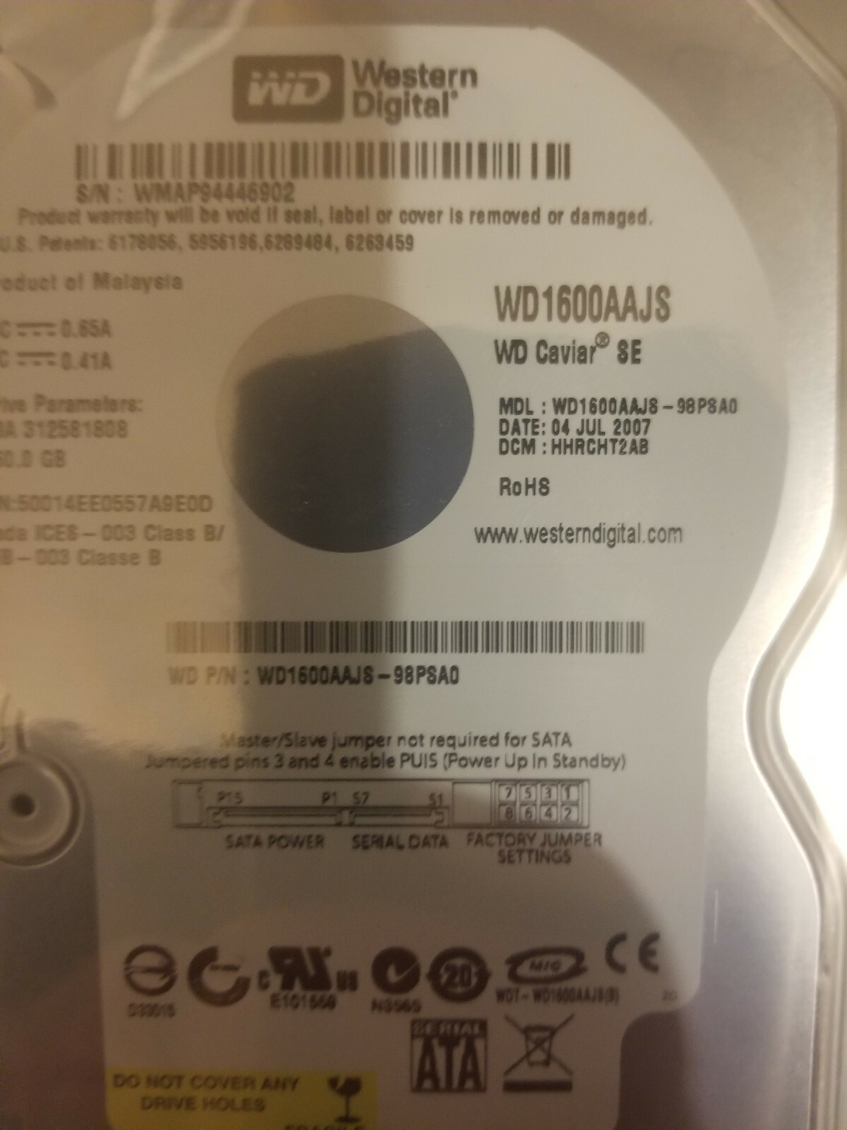 Western Digital Caviar Blue 160GB Internal 7200RPM 3.5" (WD1600AAJS ...