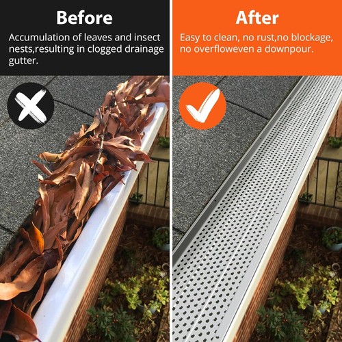 Gutter Guard 5 " Wide 28 to 208 ft Aluminum Cover Mesh Leaf Debris ...