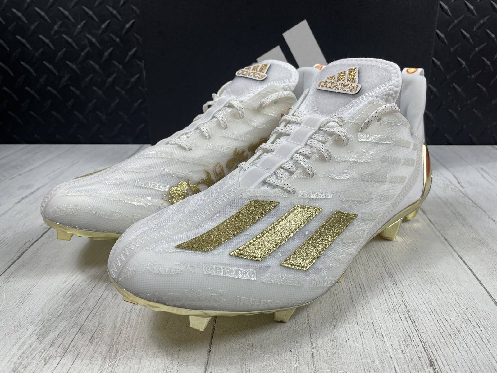 SIZE 11-NEW ADIDAS ADIZERO ‘WHITE-GOLD METALLIC’ FOOTBALL CLEATS GX7897 ...