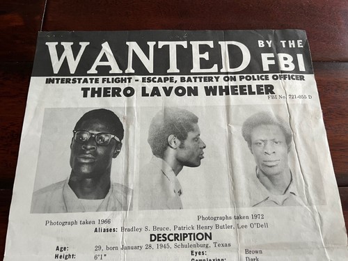 FOUNDER OF SLA/PATTY HEARST KIDNAPPIN THERO WHEELER FBI WANTED POSTER ...