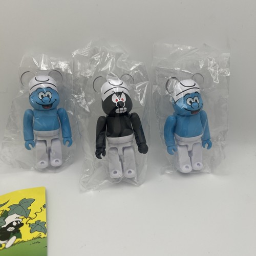 Bearbrick Series 49 Lot Of 2 Blue And 1 Black Smurf Be@rbrick The ...