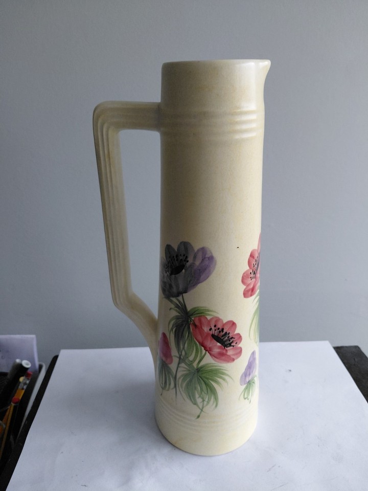 E. Radford Vintage Pottery Hand Painted Tall Jug/Vase With Floral ...