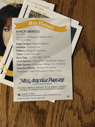 1993 MISS AMERICA PAGEANT BOXED PREMIER COMPLETE BASIC TRADING CARD SET ...
