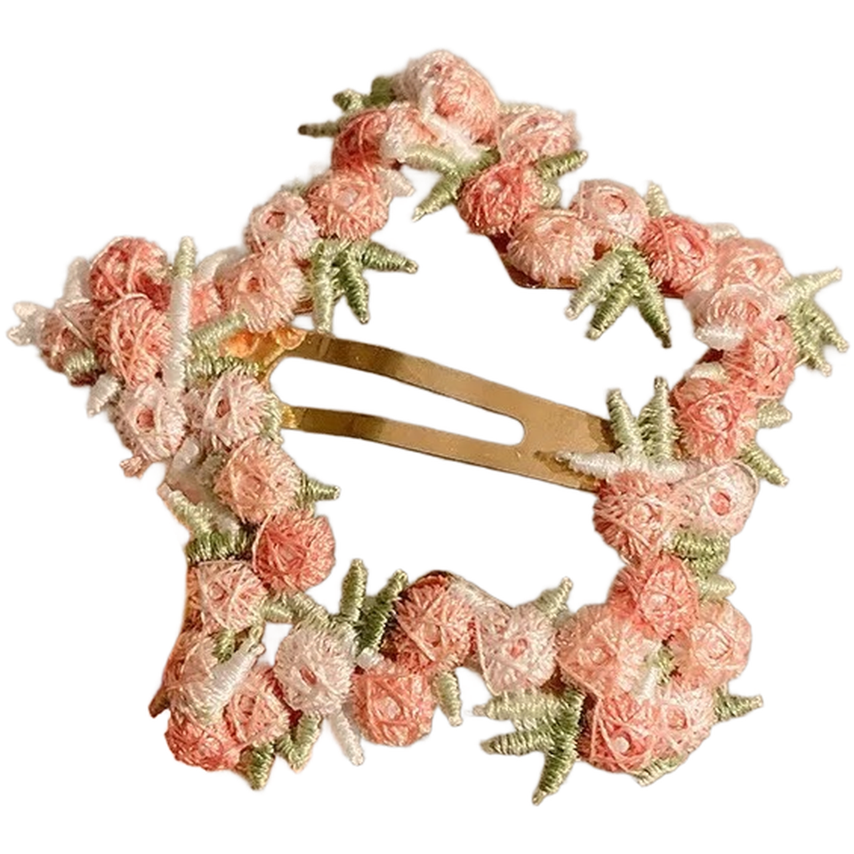 Pastel Pink Floral Design Hair Claw Clip Handmade Korean Style Women ...