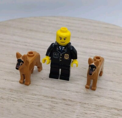 2 Lego Dog Minifigure Alsatian German Shepherd And Lego City Police Man ...