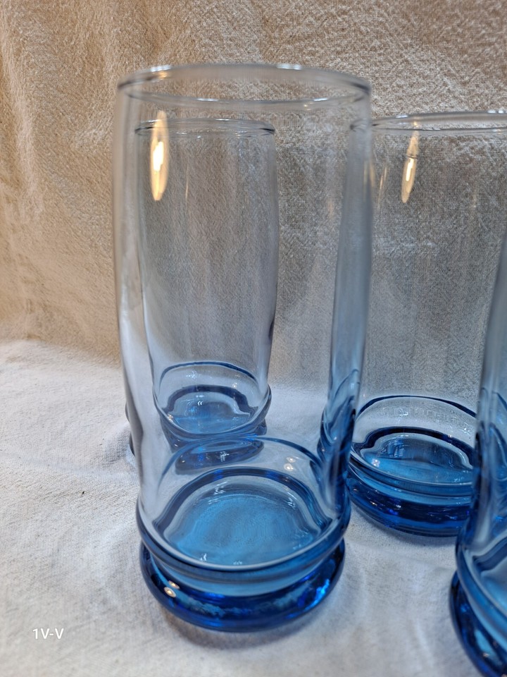 Vintage Anchor Hocking Tumbler Glasses Saturn Blueberry Blue Glass In ...