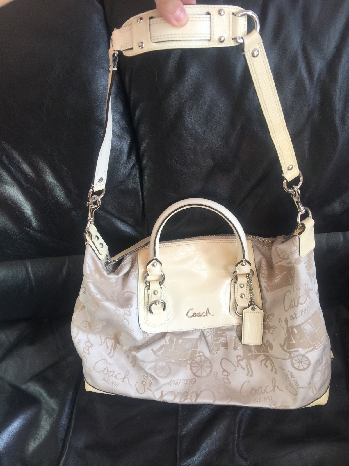 COACH - Convertible Large Roomy Tote Bag -Leather & C… - Gem