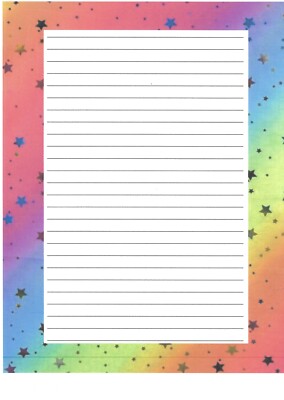 20 Sheets 5 Envelopes A5 Letter Writing Set: Stars blue pink yellow ...