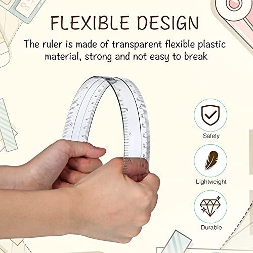 20 Pieces 12 Inch Rulers Plastic Rulers Straight Shatterproof ...