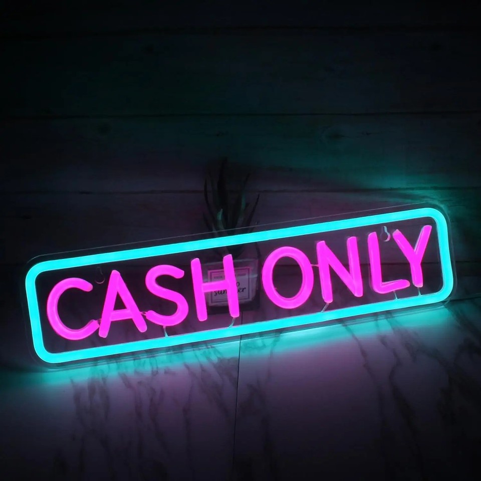 Cash Only Neon Sign Business LED Neon Light Sign for Door Decorations ...