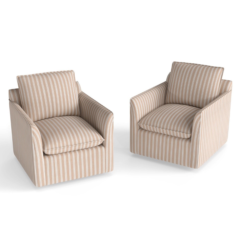 CANMOV Swivel Accent Square Chair ,Stripe Fabric Arm Chair for Living ...