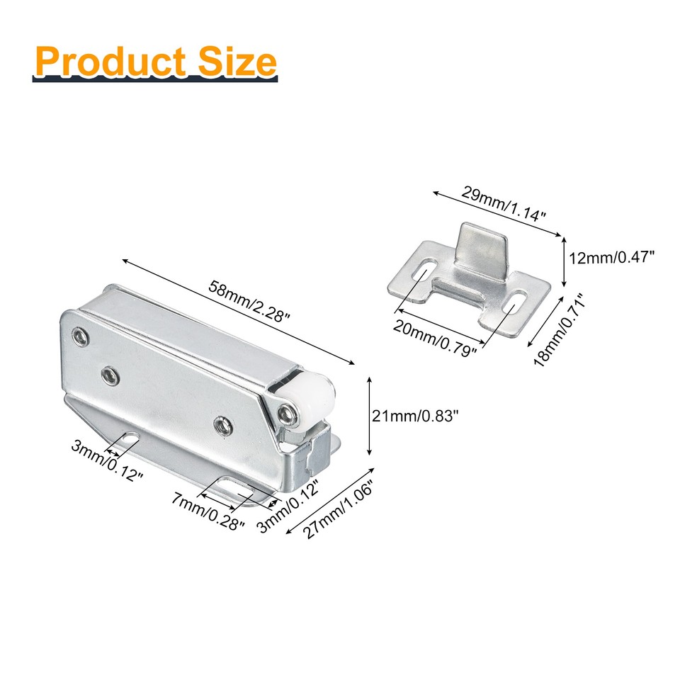 2 Set Automatic Spring Loaded Push to Open Door Catch Touch Lock, 58mm ...
