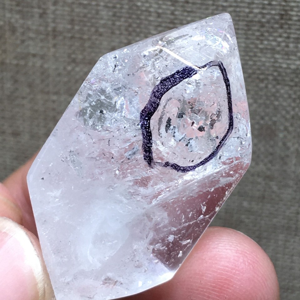 Natural 34mm Herkimer Diamond Enhydro healing Crystal Gem&moving water ...