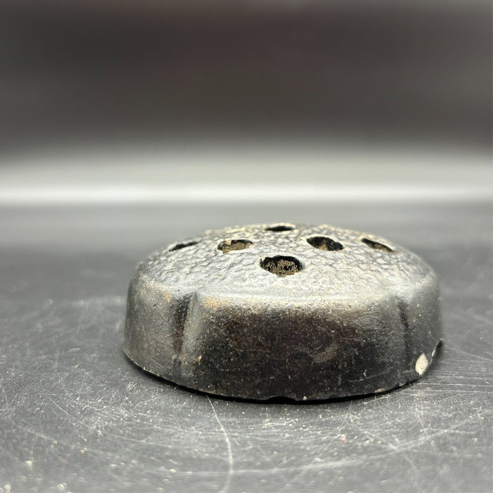 Vintage Textured Black Tokanabe Pottery Ikebana Flower Frog Made in ...