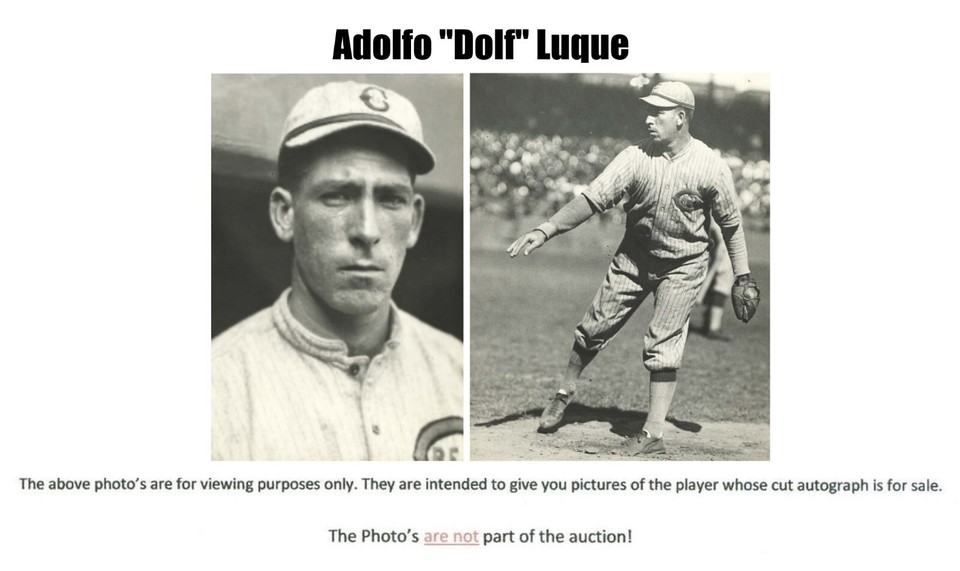 Dolf Luque Signed PSA/DNA COA Autographed Index Card Auto D:1957 Adolfo ...