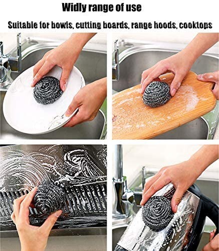 6-20 Pack Stainless Steel Scrubber, Scrubbing Scouring Pad, Steel Wool ...