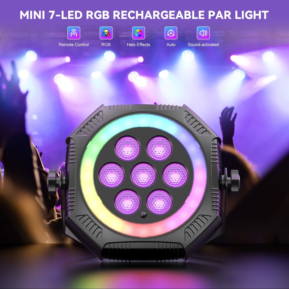 7+24 RGB LED Mini Par Light Auto Sound Control Remote for Home Party ...