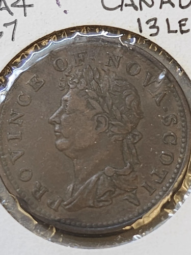 1823 Colonial Canada 1/2 penny token NS-1A4, BR-867 XF 13 Leaves ...