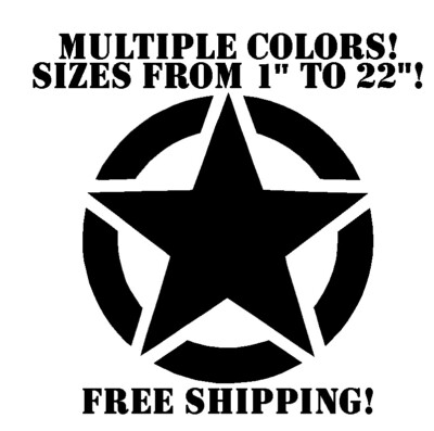 Army Star Decal Sticker Military US Vinyl Hood Graphic Body Black Out 1 ...