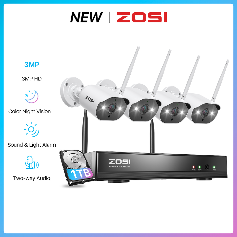 ZOSI 8CH 2K 3MP Wireless IP Security Camera System Audio CCTV Color ...