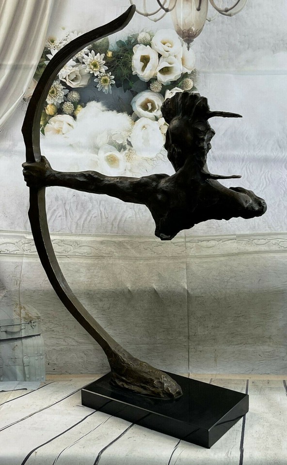 NICE BRONZE INDIAN WARRIOR WITH BOW AND ARROW SCULPTURE STATUE WESTERN ...