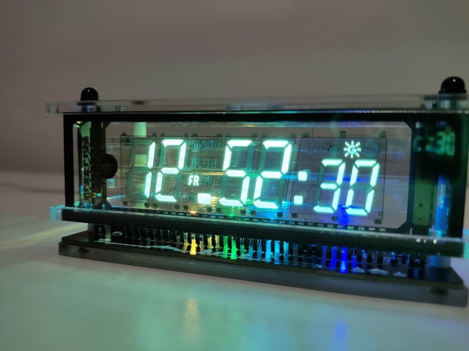 Vintage VFD Tube Clock Transparent Screen Display w/ RGB Colorful ...