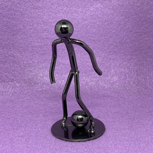 Soccer Futbol Metal Stick Figure Sculpture 3.5" Tall Round Base | eBay