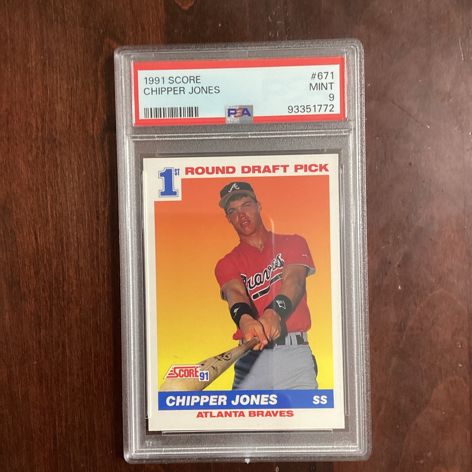 1991 Score Chipper Jones Rookie Card RC #671 HOF - PSA 9 Mint | eBay