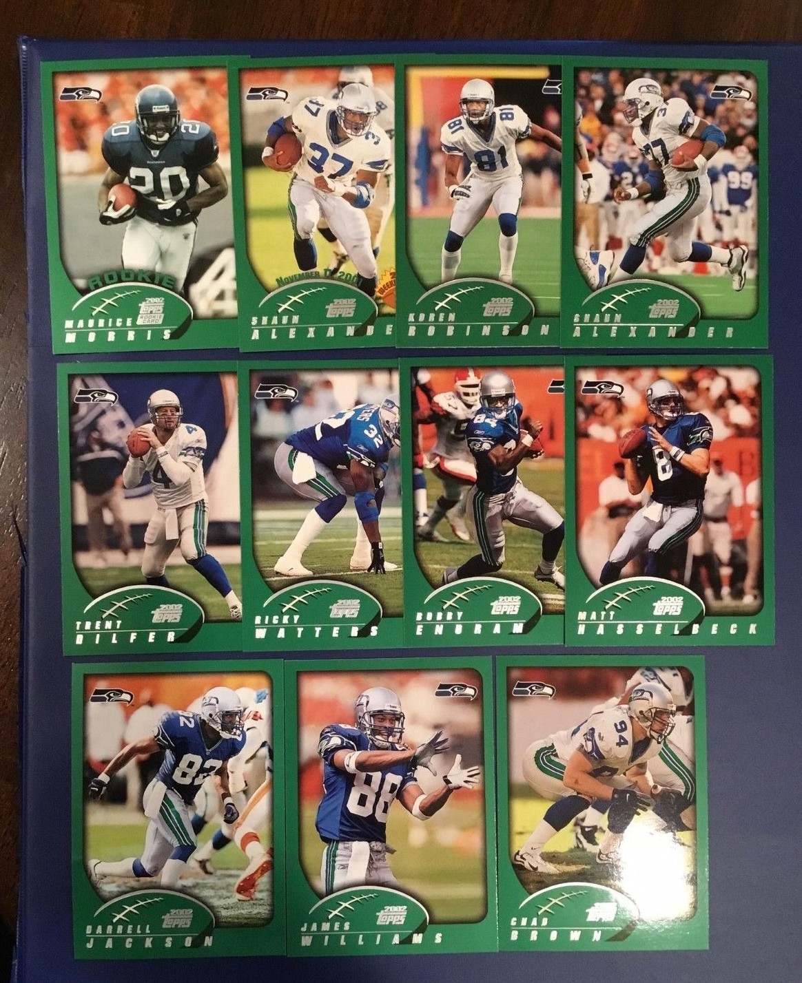 2002 Topps SEATTLE SEAHAWKS Complete Team Set 11-Dilfer-Jackson-Watters ...