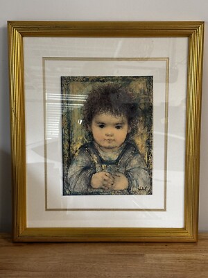 Edna Hibel Fragments & Pastels & Gold Leaf Child Framed Signed | eBay