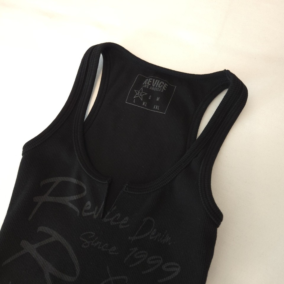 Revice Denim Women's Black Westside Tank Top Ribbed Cotton Stretch Size ...