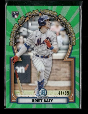 2023 Bowman #ROYF-3 Brett Baty ROY Favorites Green Refractors New York ...