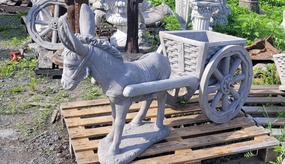 Extra Large Donkey and Cart - Concrete Garden Statue Planter,SOLD AS ...