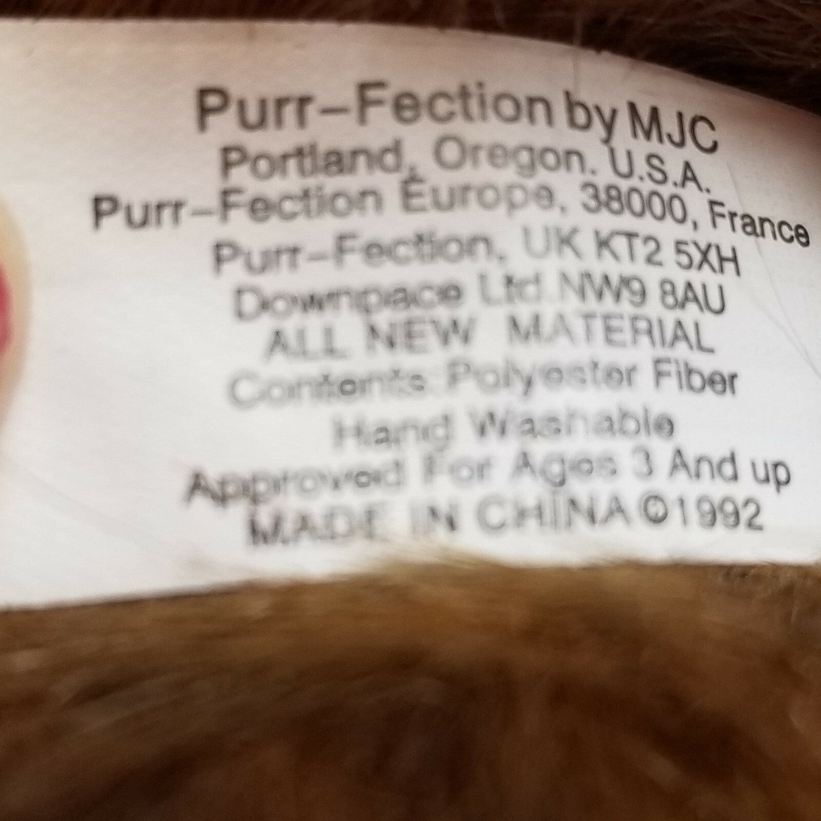 Purr -Fection 1988 Plush Brown Teddy Bear Soft Pink Ribbon Paw Prints ...