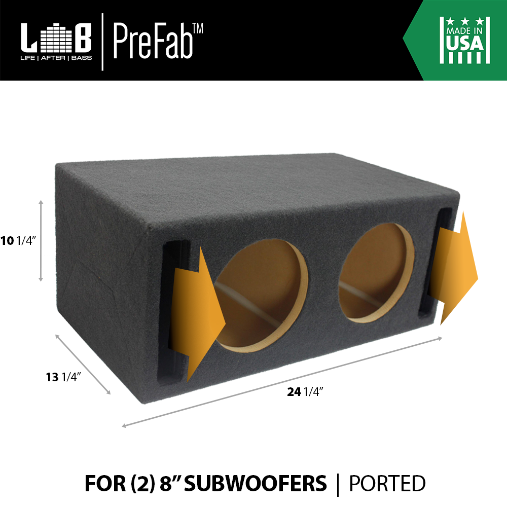 1.06 ft³ Ported MDF Sub Enclosure Box for Dual 8-Inch Car Audio ...