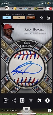 RYAN HOWARD TOPPS BUNT 2022 ICONIC RELIC SIG *DIGITAL* BASEBALL CARD ...