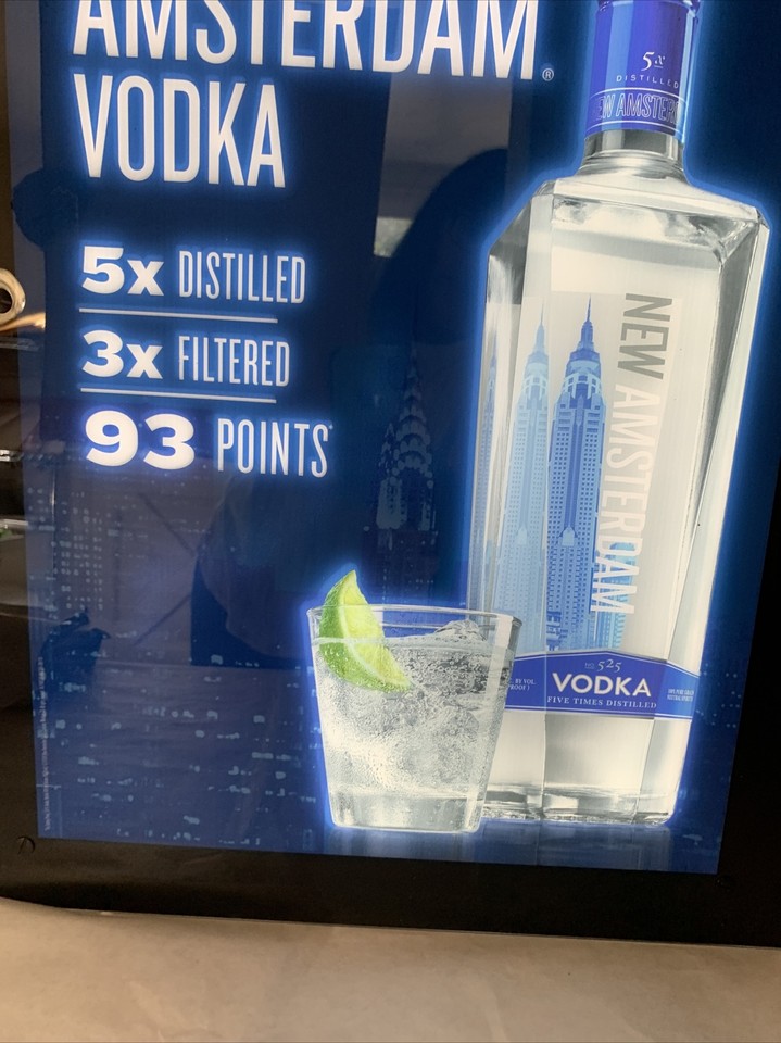 New Amsterdam Vodka Large Lighted Wall Hanging Bar Sign 17" X 23" New ...