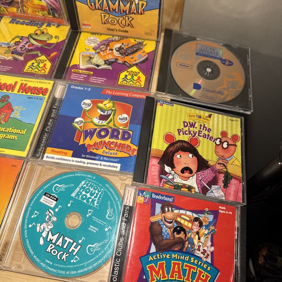 Lot Of 32 CD Rom Computer Games & Music Kids Educational School Zone ...