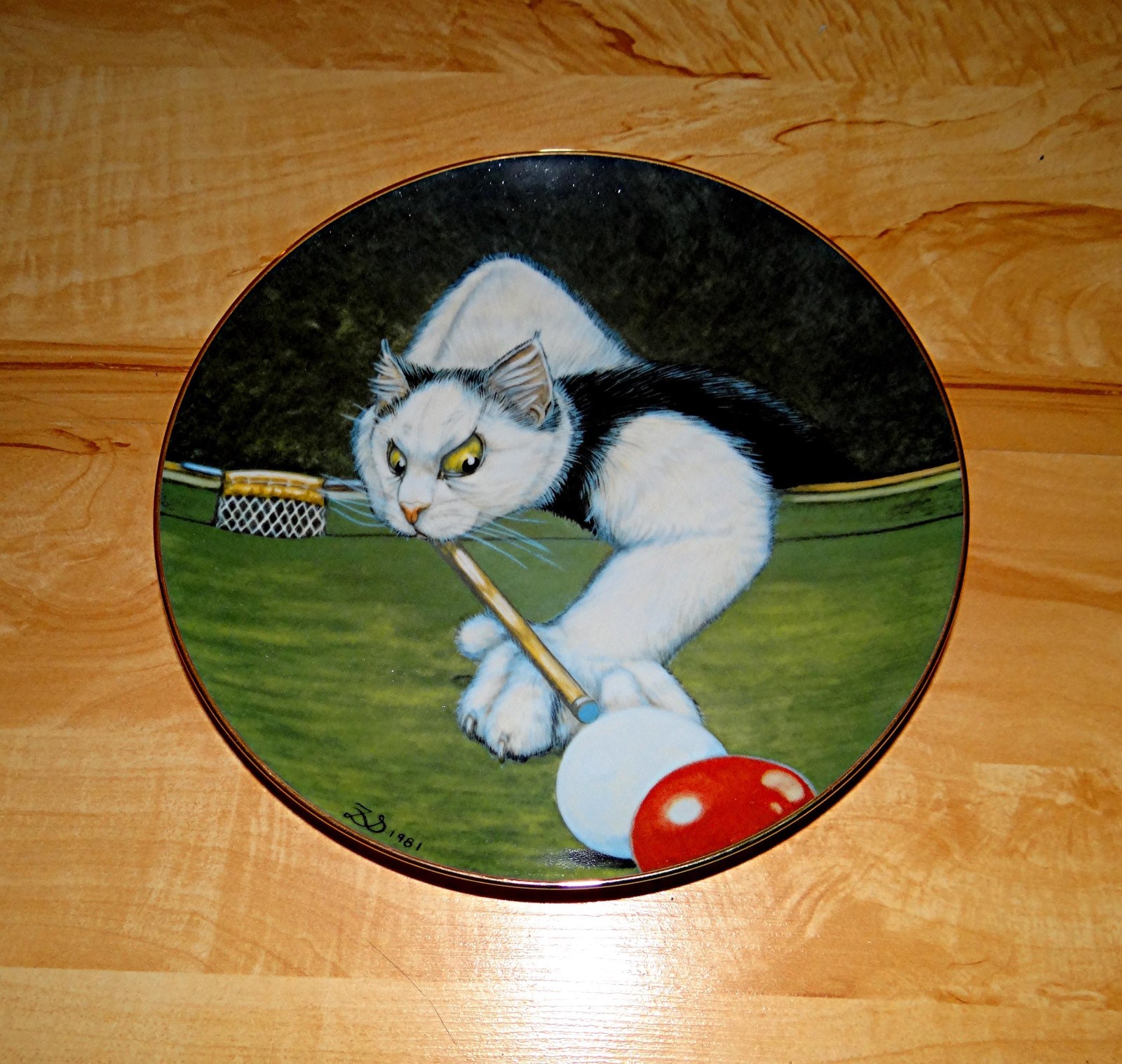 ZOE'S CATS, Zoe Stokes CAT WITH A CUE 1989 KITTEN Plate With ...