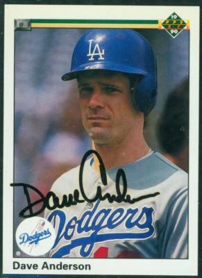 Original Autograph of Dave Anderson of the Dodgers on a 1990 Upper Deck ...