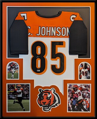 FRAMED CINCINNATI BENGALS CHAD JOHNSON AUTOGRAPHED JERSEY BECKETT HOLO ...