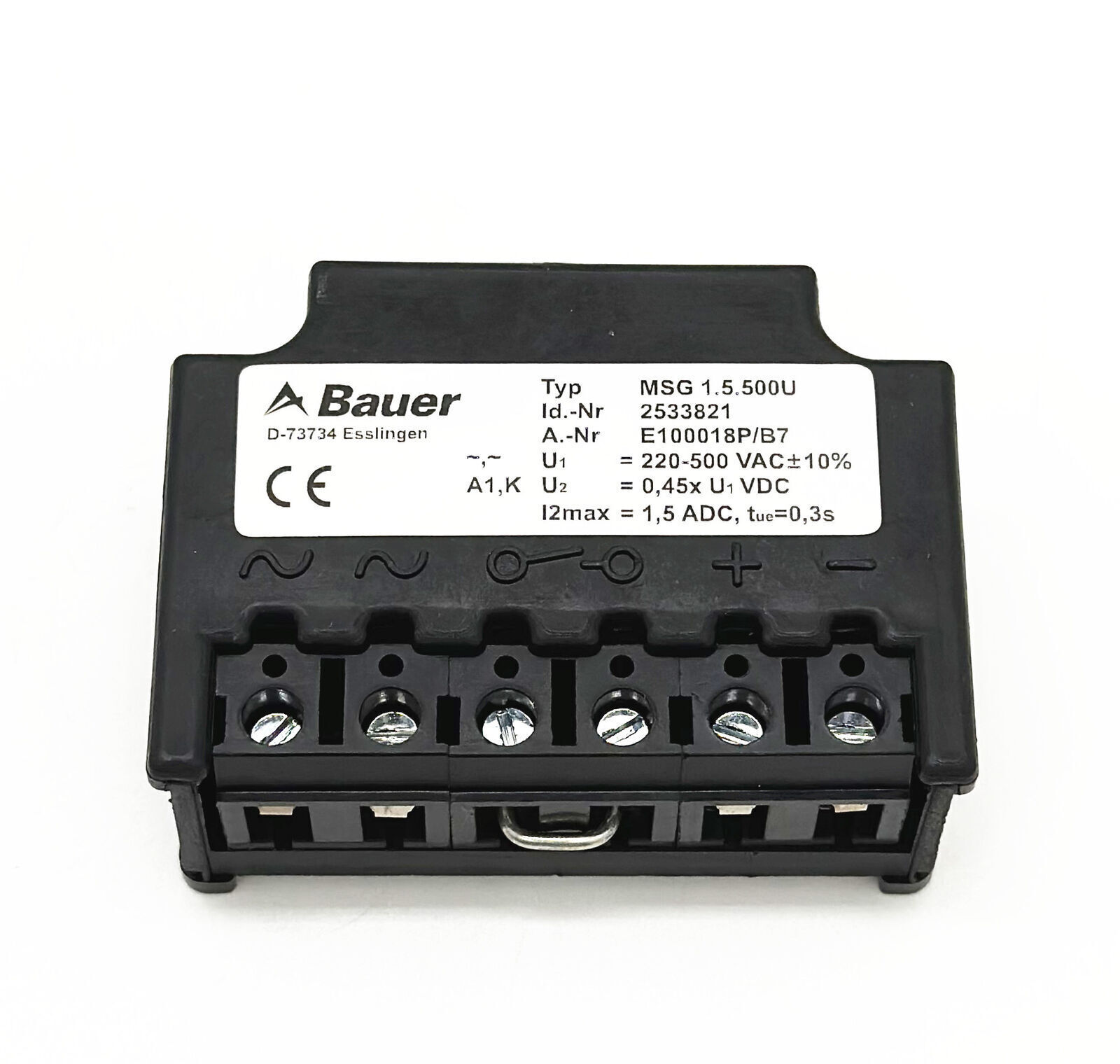 BAUER MSG 1.5.500U Id.Nr 2533821 220-550VAC 1，5A 0,3s Excitation brake ...
