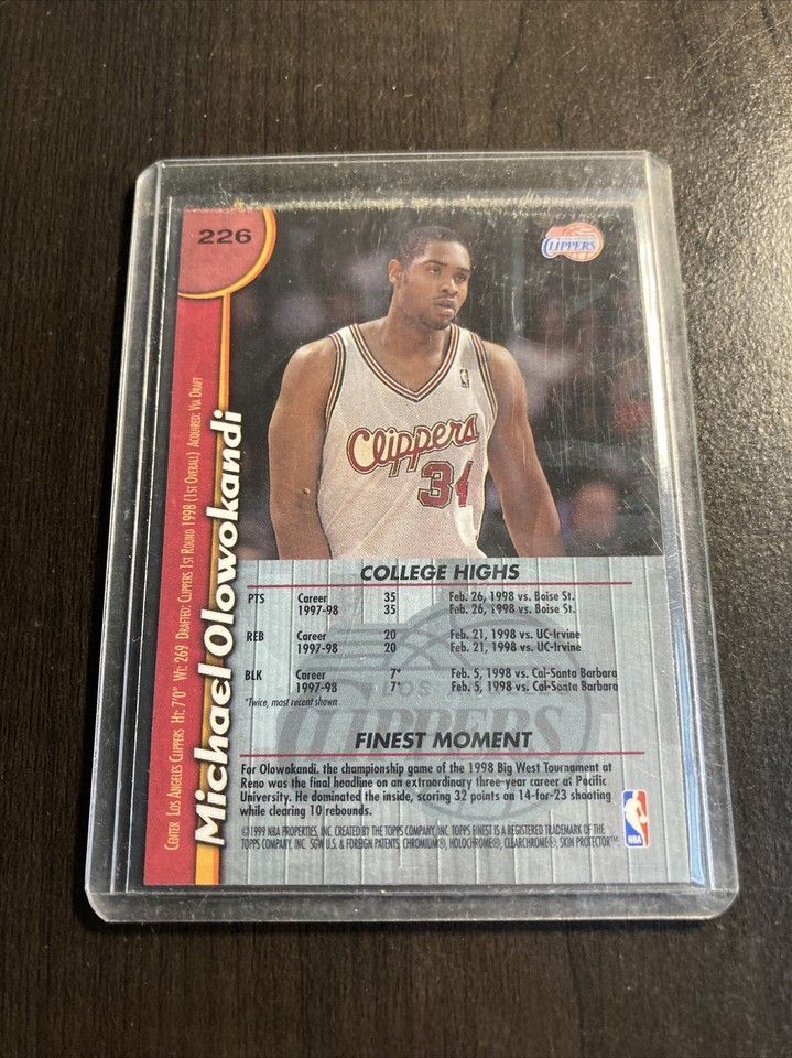 Michael Olowokandi TOPPS FINEST ROOKIE CARD NBA 1999 T9-175 | eBay