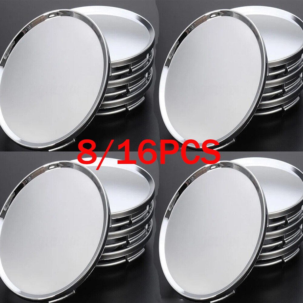 8/16X Universal Chrome Car Wheel Center Caps Tyre Rim Hub Cap Cover ABS ...