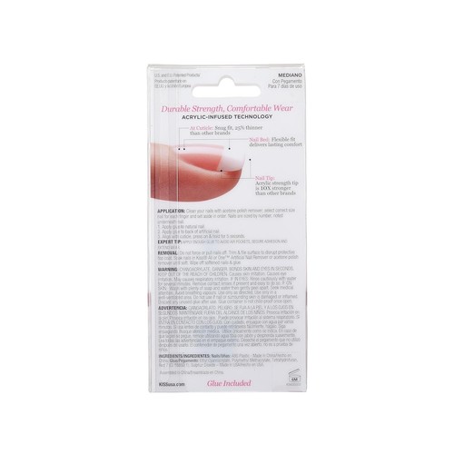 KISS Salon Acrylic Medium Square French Manicure Fake Nails Kit, KSA12 ...