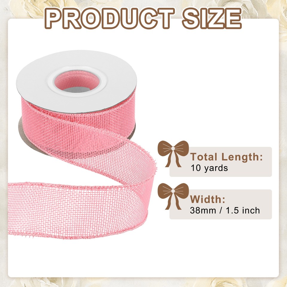 Burlap Wired Ribbon 1-1/2" x 10 Yard Wired Edge Ribbon Woven Strap ...