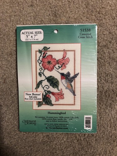 Candamar Designs Counted Cross Stitch #51538 Hummingbird & Flowers Kit ...
