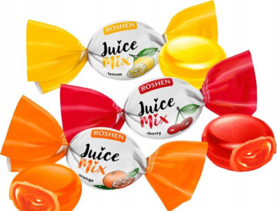 Ukrainian Sweets ROSHEN Caramel Hard Candy "Juice Mix" Cherry, Orange ...