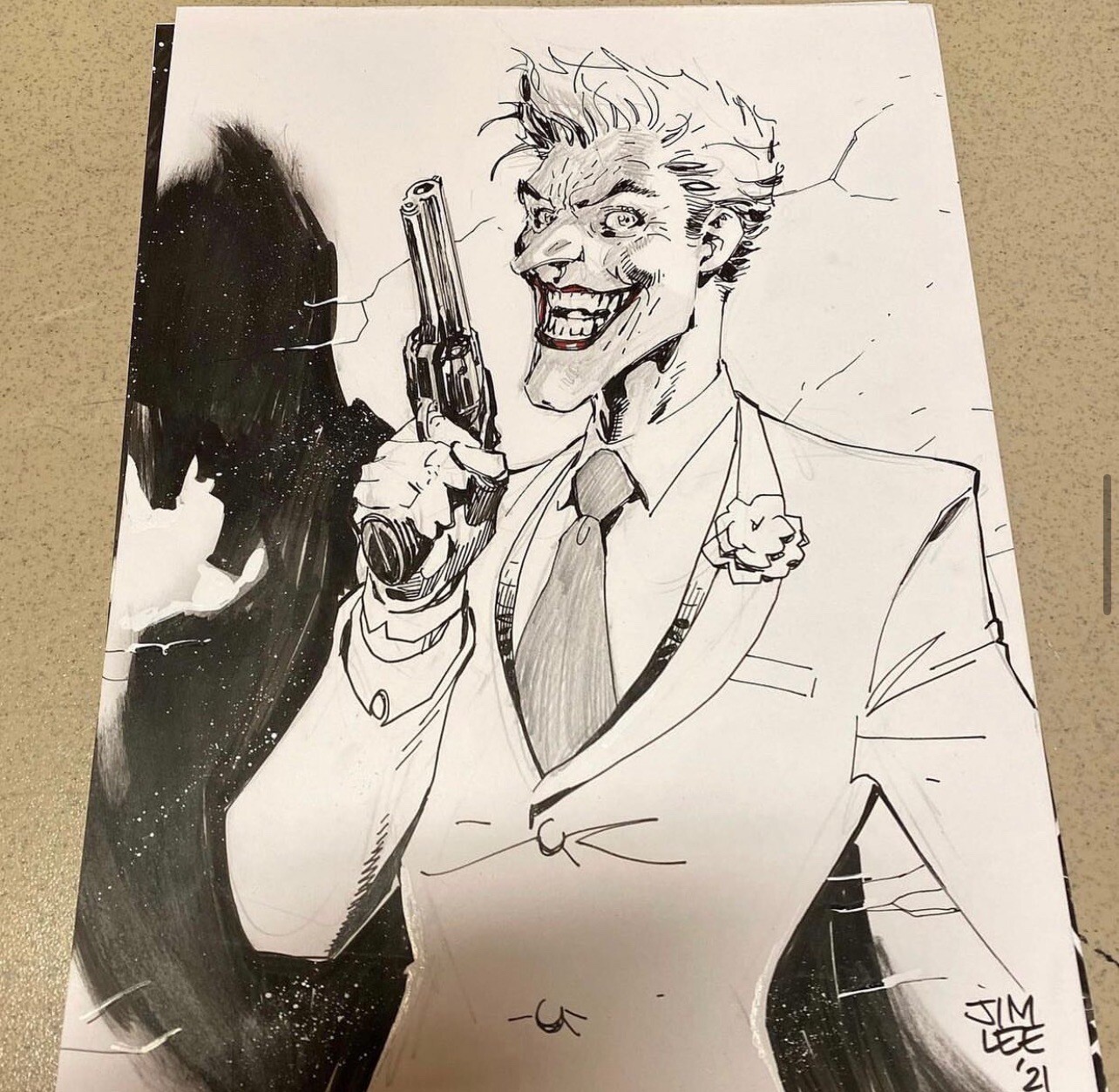 Jim Lee Joker original art sketch Ink 12x9 | eBay